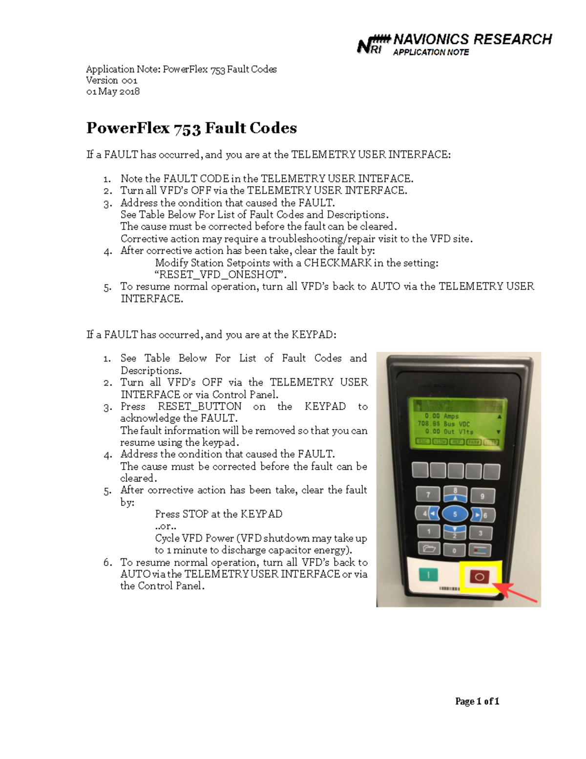 Power Flex 753 Fault Codes - Page 1 of 1 Application Note: PowerFlex ...