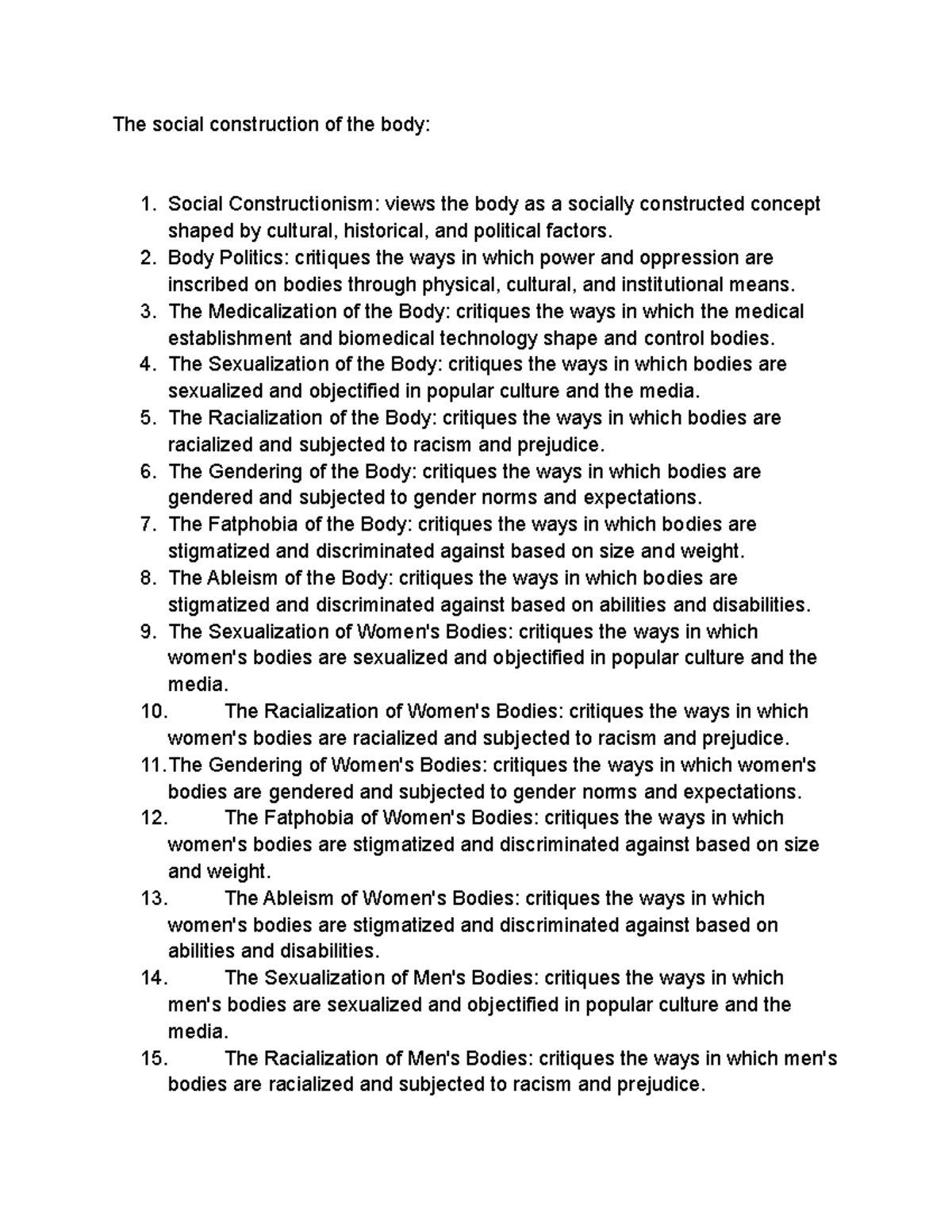 The social construction of the body - The social construction of the ...