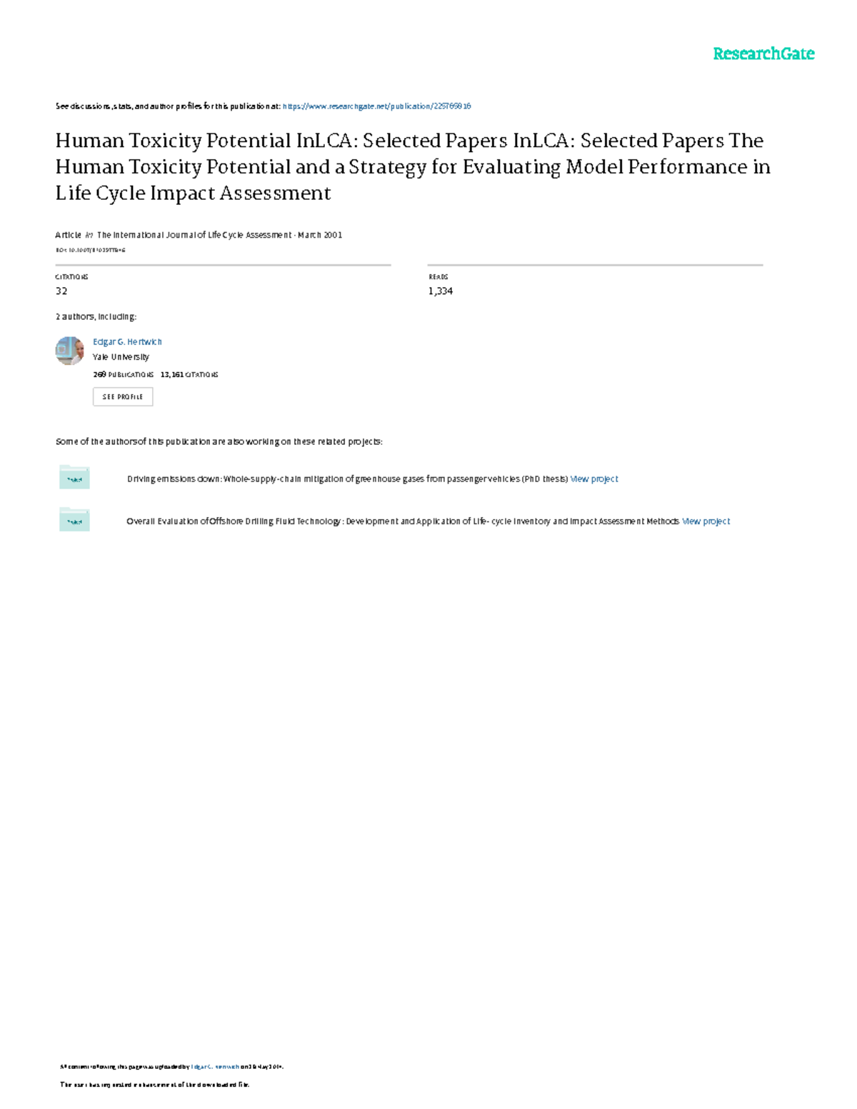 Human Toxicity Potential In LCA Selected Papers In L - See discussions ...