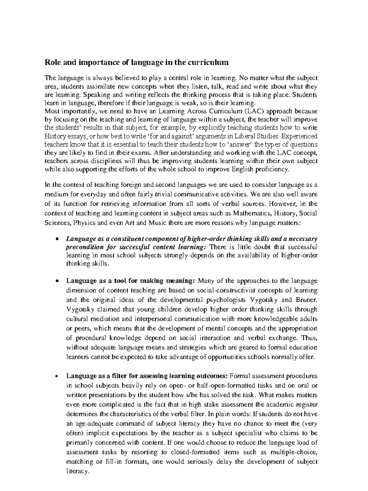 5. BCC 4- Language Across The Curriculum, Role and importance of ...