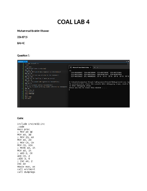 2020 - Course Outline - Fall - COAL Outline - NATIONAL UNIVERSITY of Computer & Emerging - Studocu