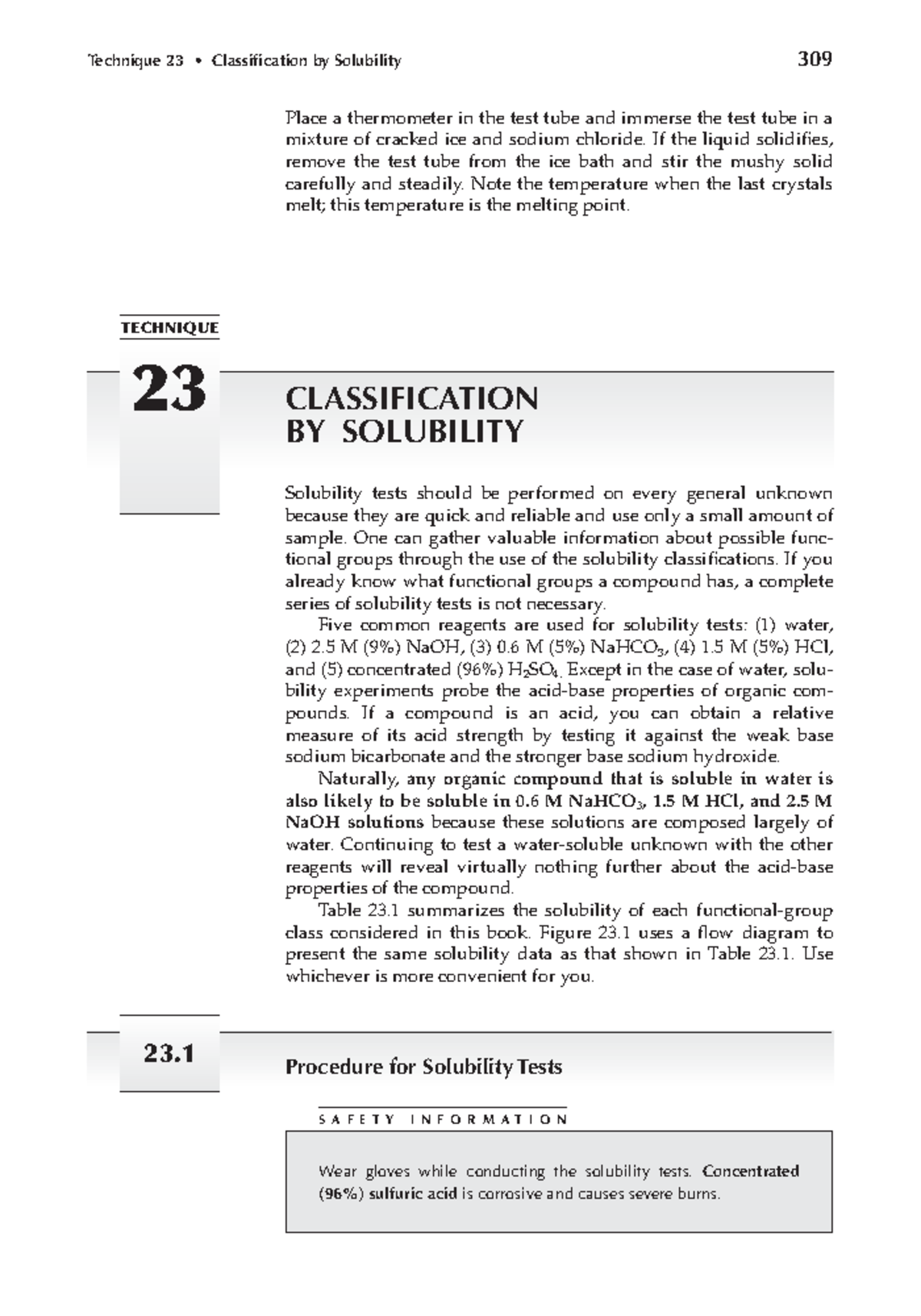 Apoio 1 - lecture notes - 23. 23 TECHNIQUE CLASSIFICATION BY SOLUBILITY ...