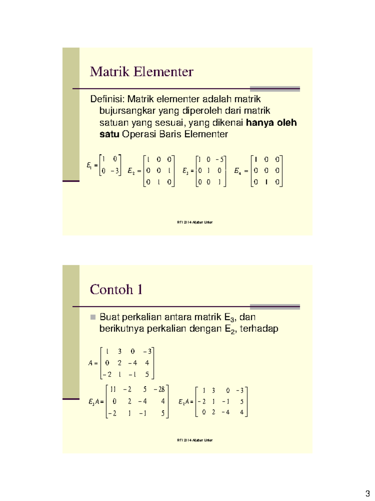 Bab 3 Invers Matrik-2 - 3 RTI-2114 Aljabar Linier Matrik Elementer ...