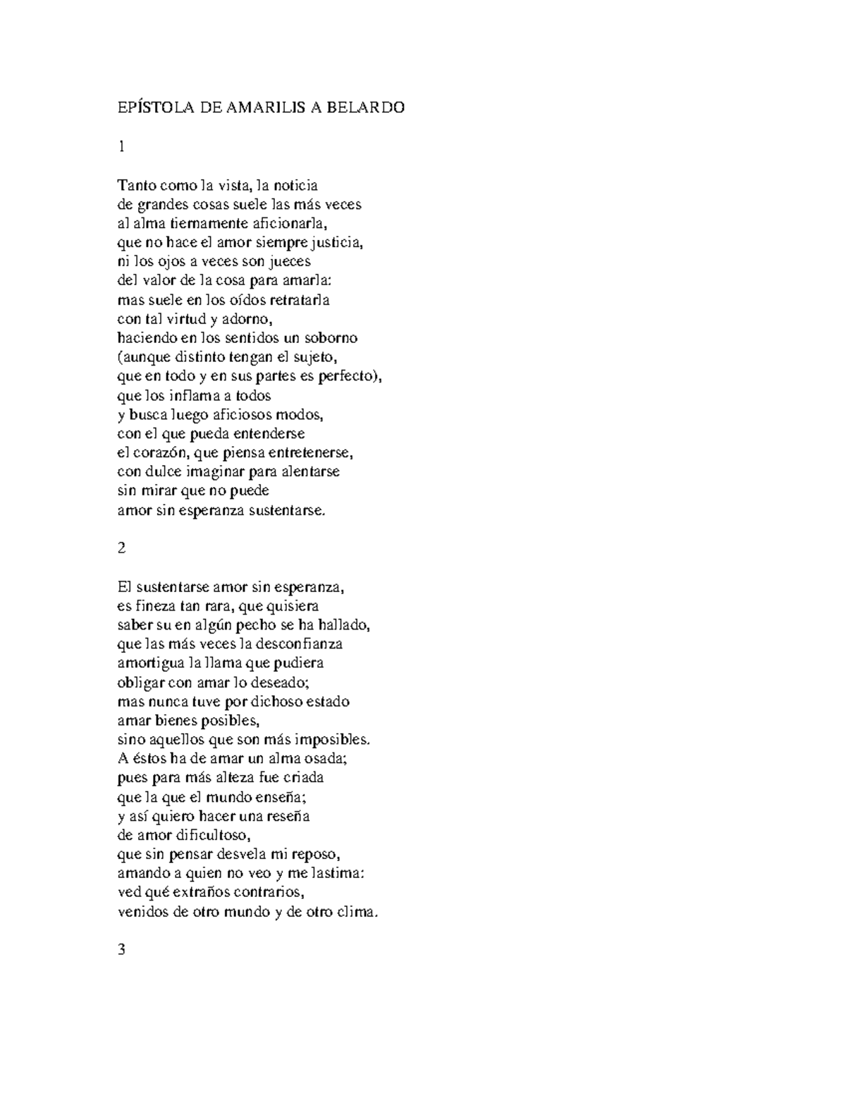 Epistola a Belardo - EPÍSTOLA DE AMARILIS A BELARDO 1 Tanto como la ...