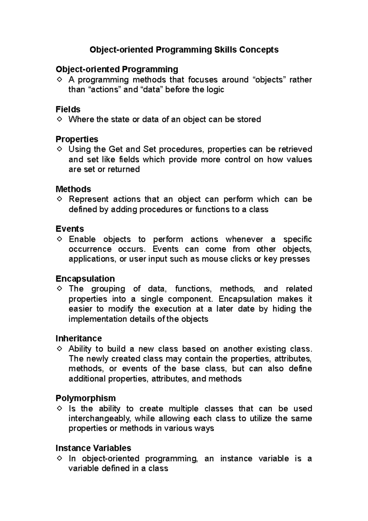 Object Oriented Programming Terminologies Object Oriented Programming 9671