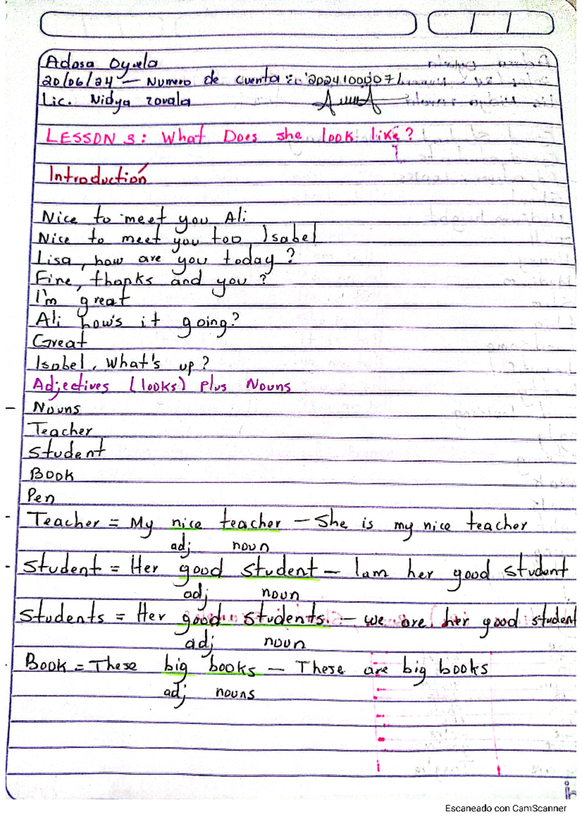 Notas de Ingles I - DOT Numero de eventa in Adasa Dynlo Lic. Nidya ...