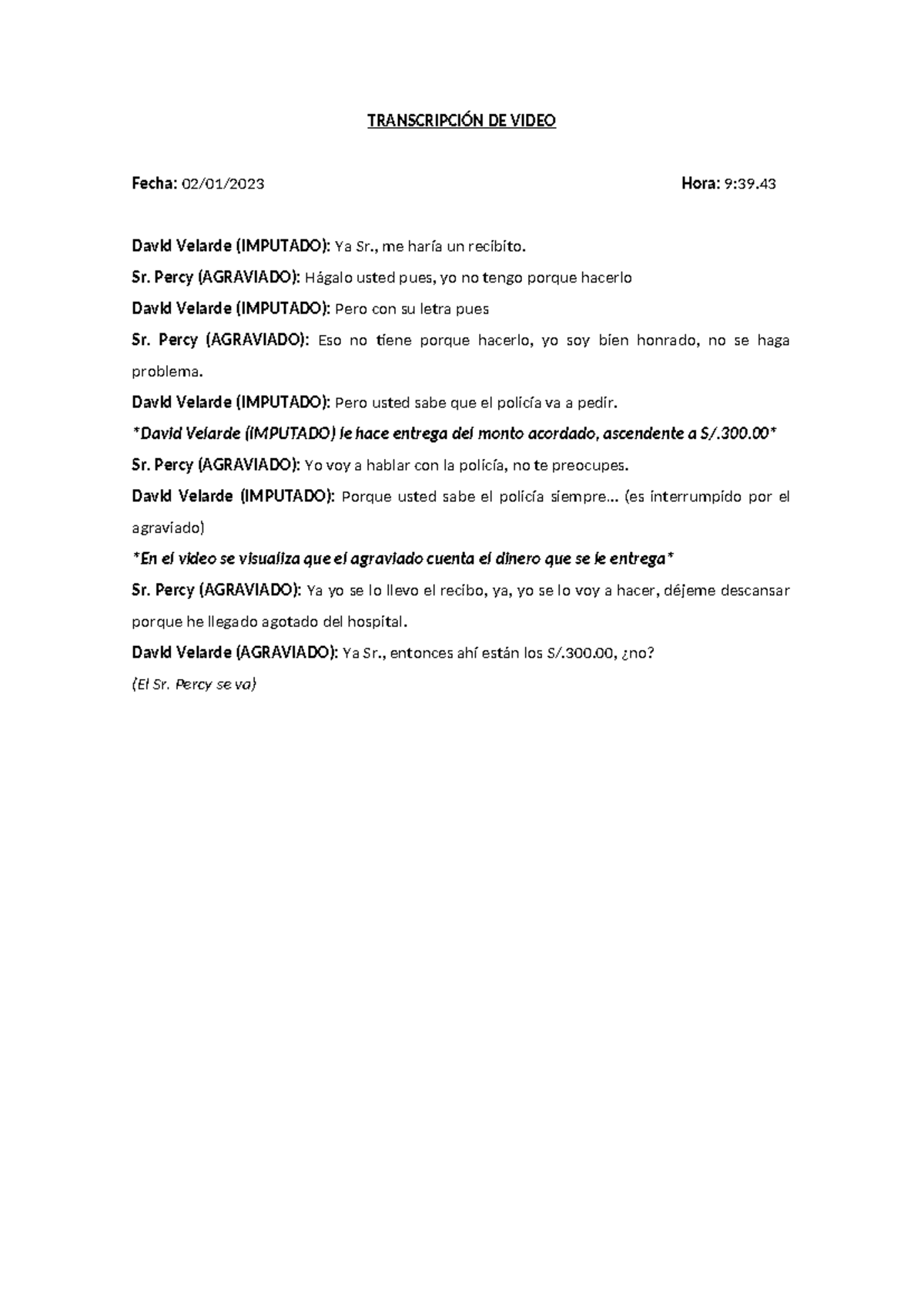 Transcripción DE Video - TRANSCRIPCIÓN DE VIDEO Fecha: 02/01/2023 Hora ...
