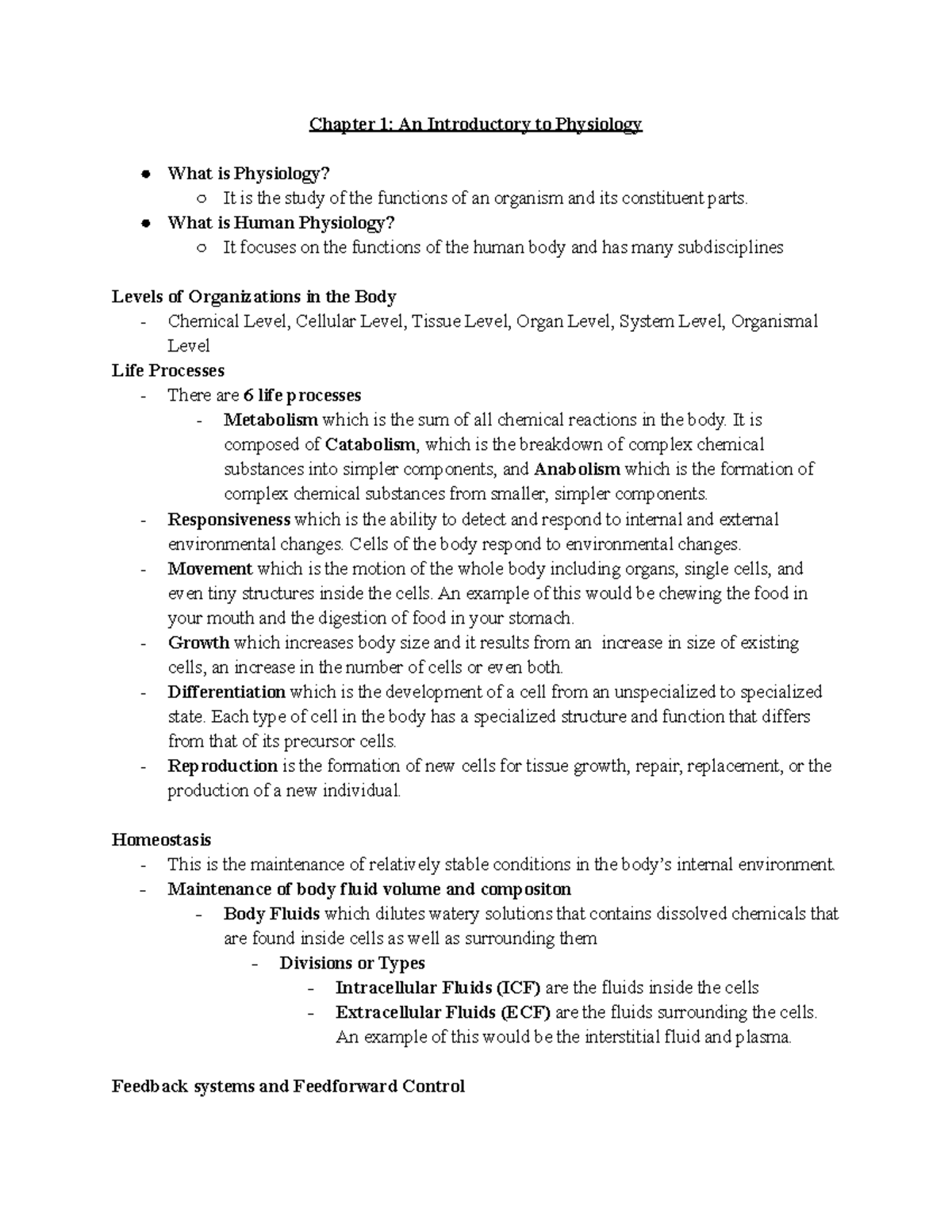 Chapter 1 An Introductory to Physiology - Chapter 1: An Introductory to ...