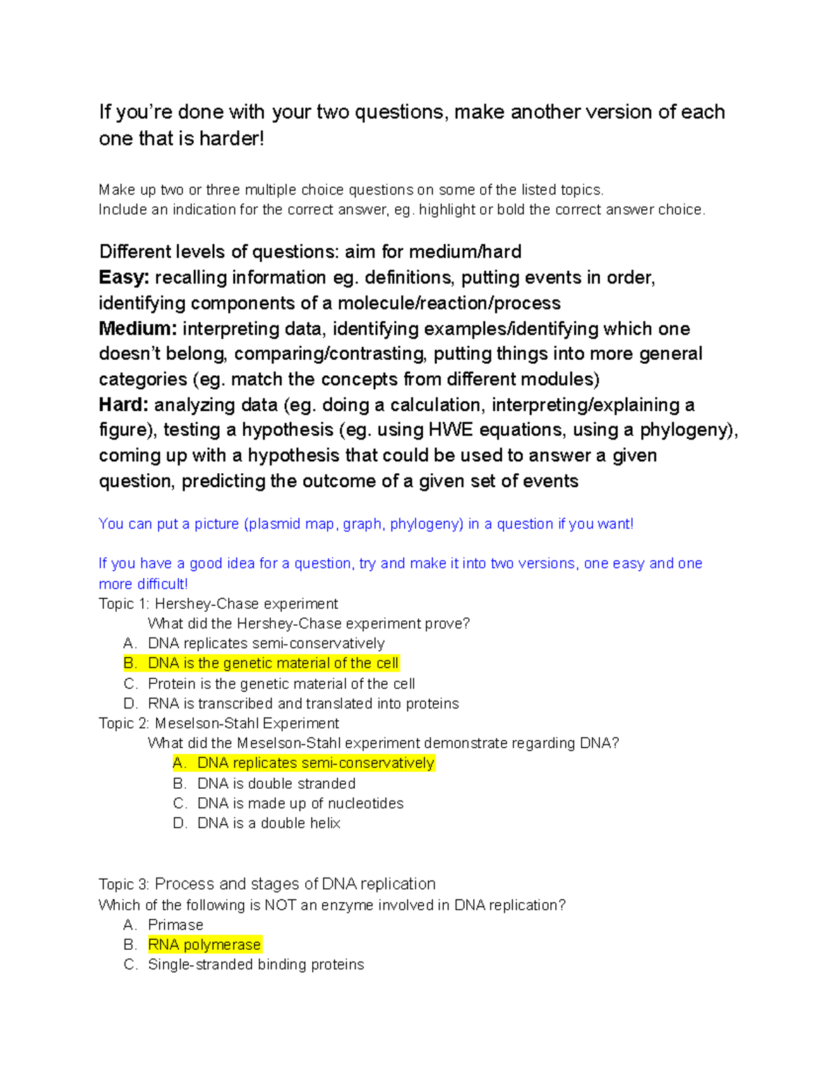 Bio Questions And Answers