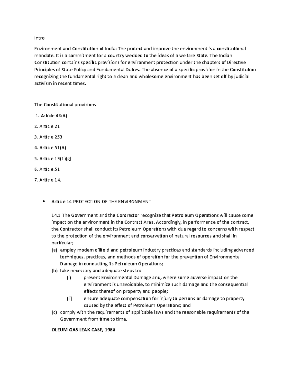 Environmental law assignment - Intro Environment and Constitution of ...