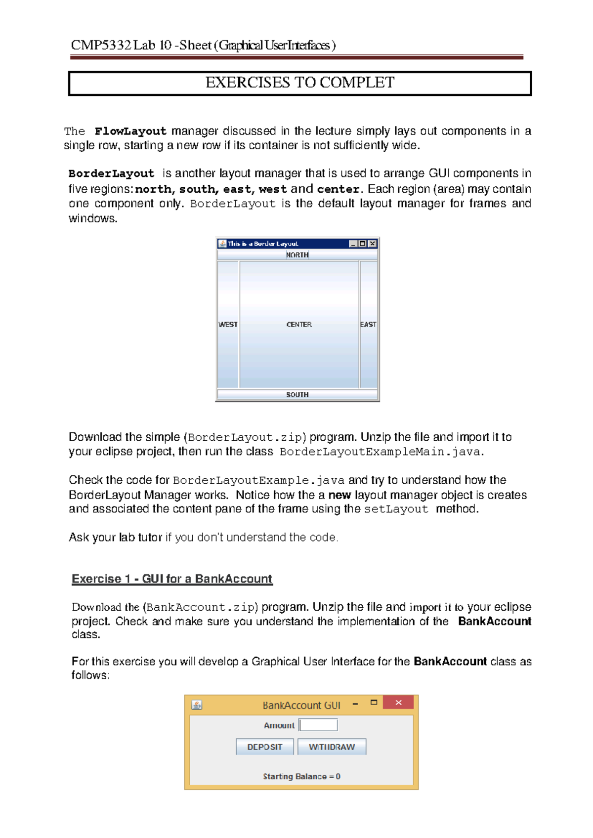 Graphical User Interface - CMP5332 Lab 10 - Sheet (Graphical ...