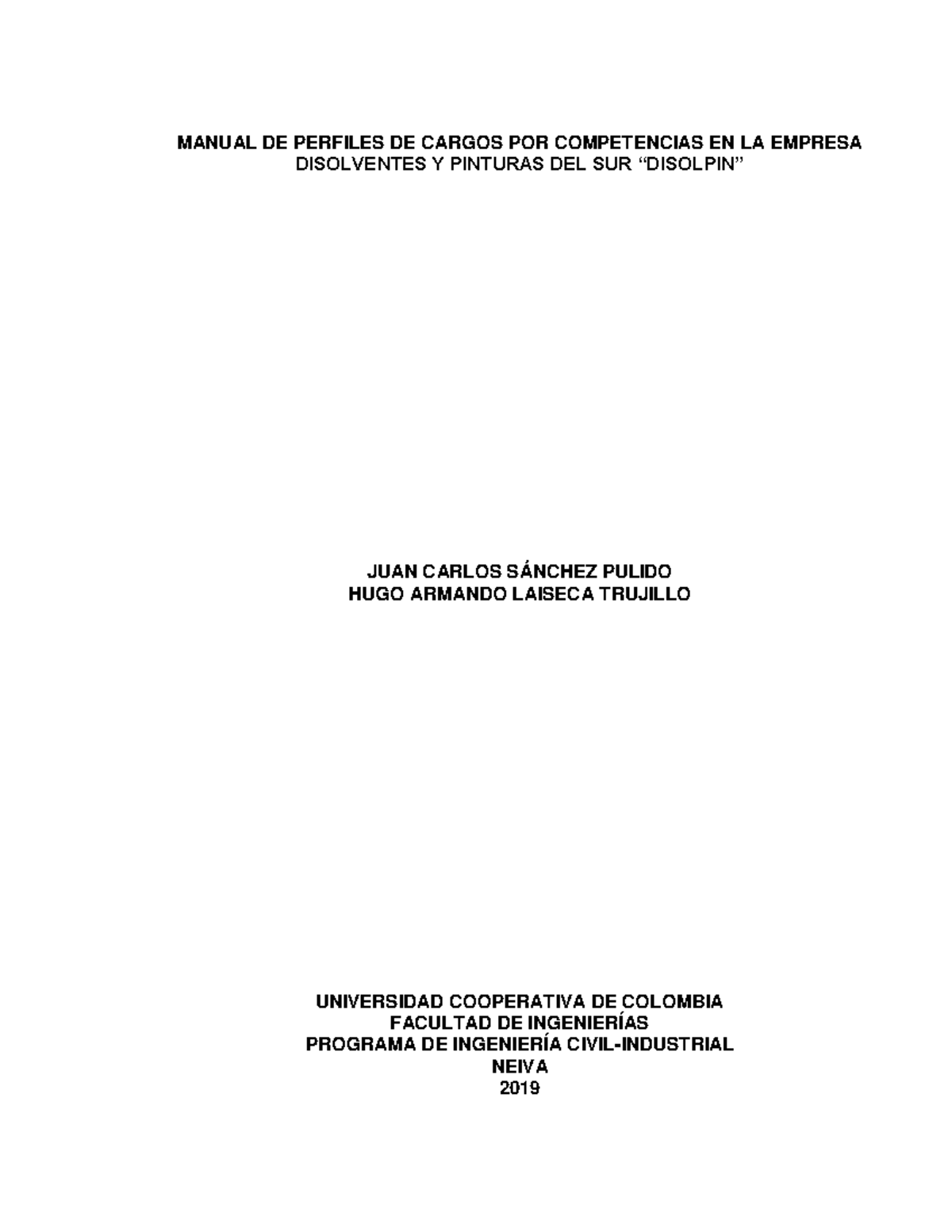 2019 Manual Perfiles Cargos - MANUAL DE PERFILES DE CARGOS POR ...