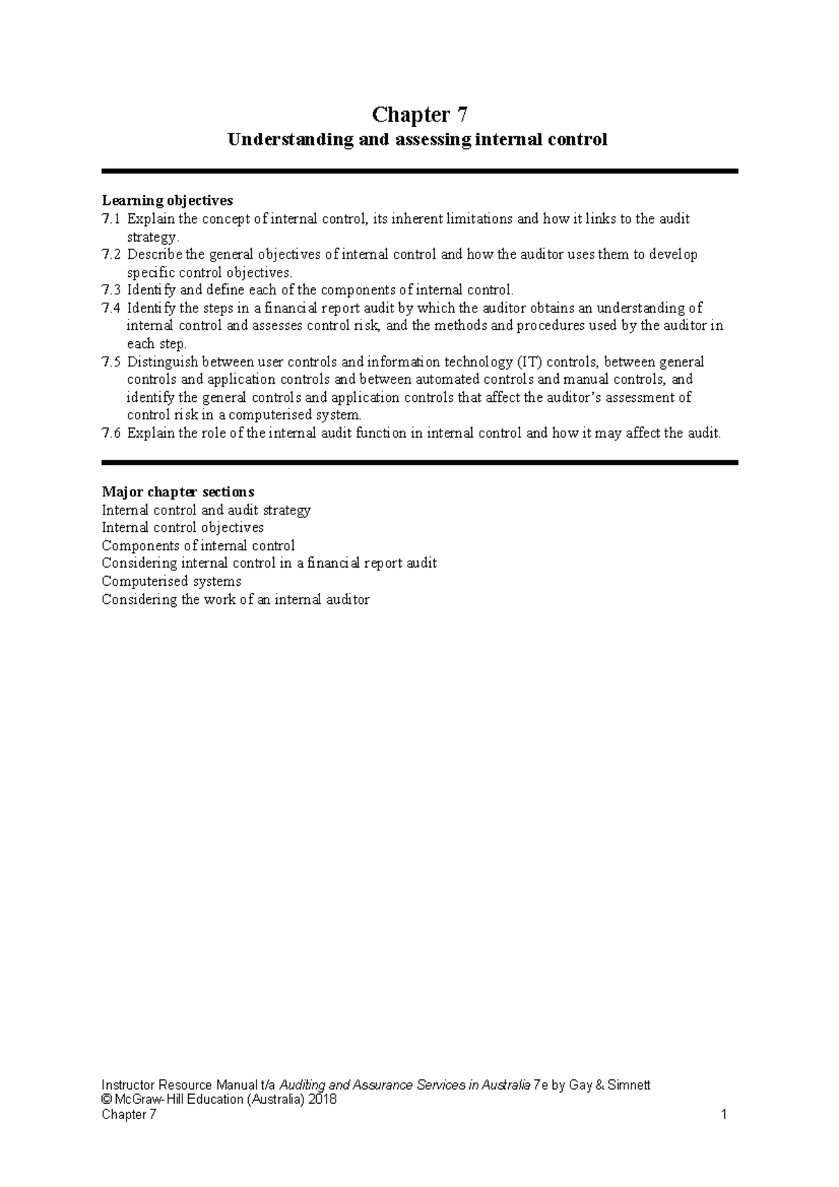 Ch07 - workshop answers - Chapter 7 Understanding and assessing ...
