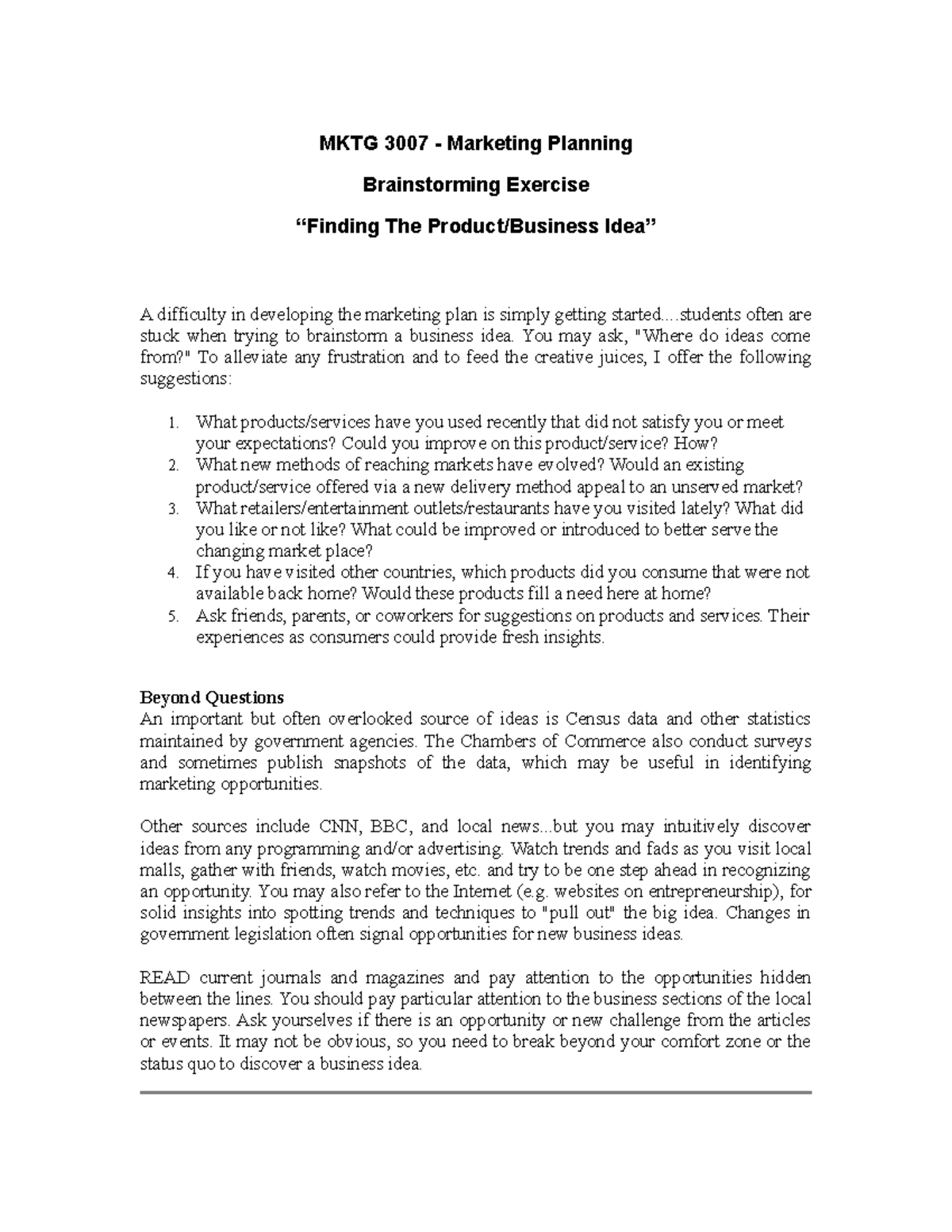 Week 2 - finding opportunity exercises to assist your development in ...
