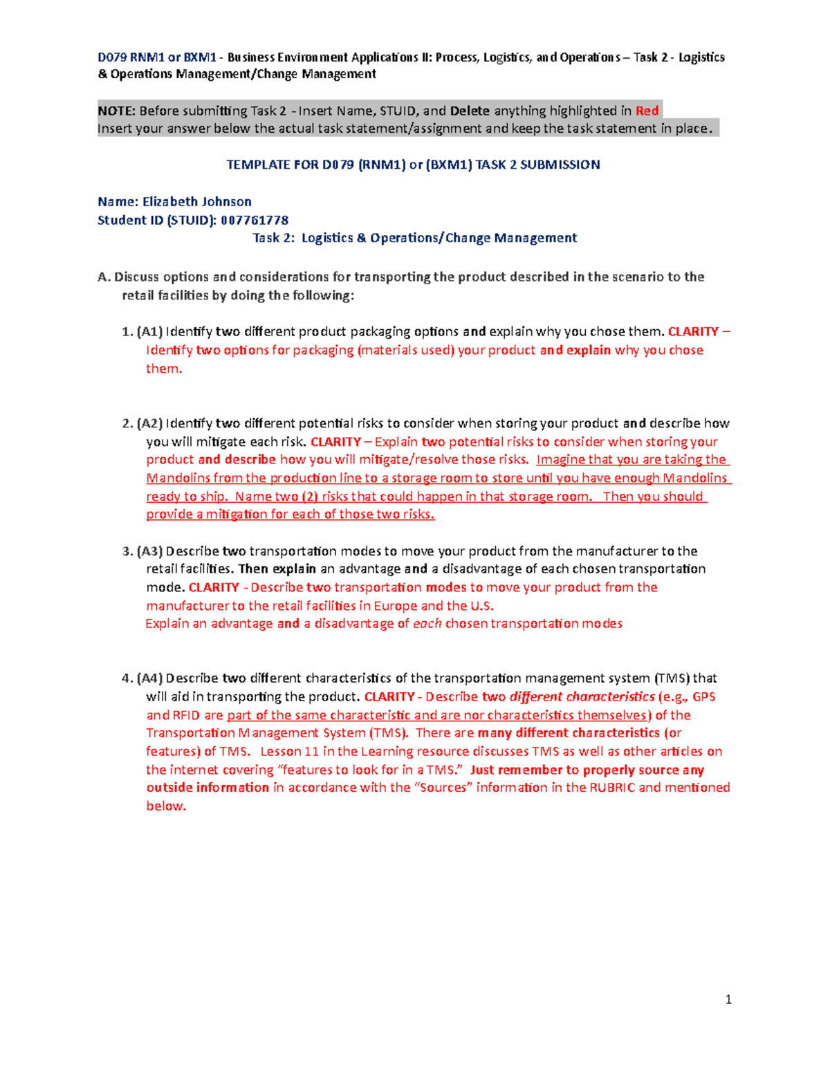 D079 -Template - Task 2 3-22 - D079 - WGU - StuDocu