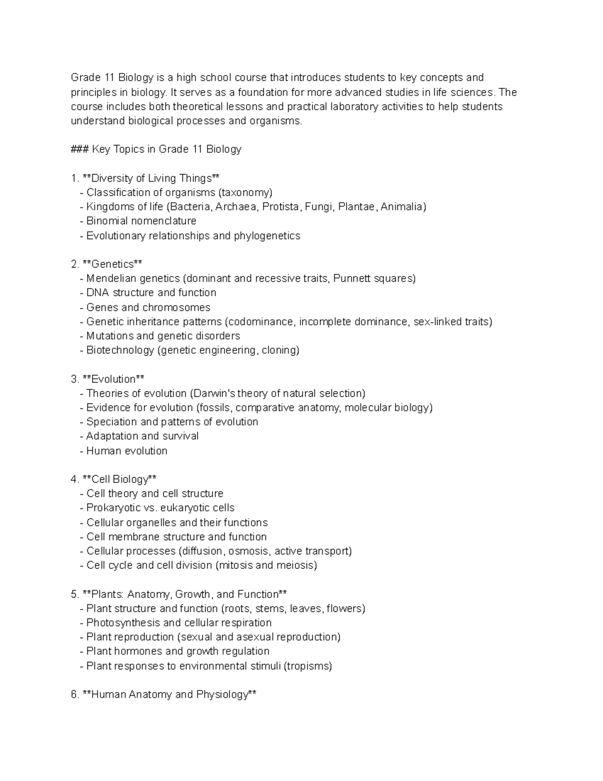 Bio 11 - help for bio exam - Grade 11 Biology is a high school course ...