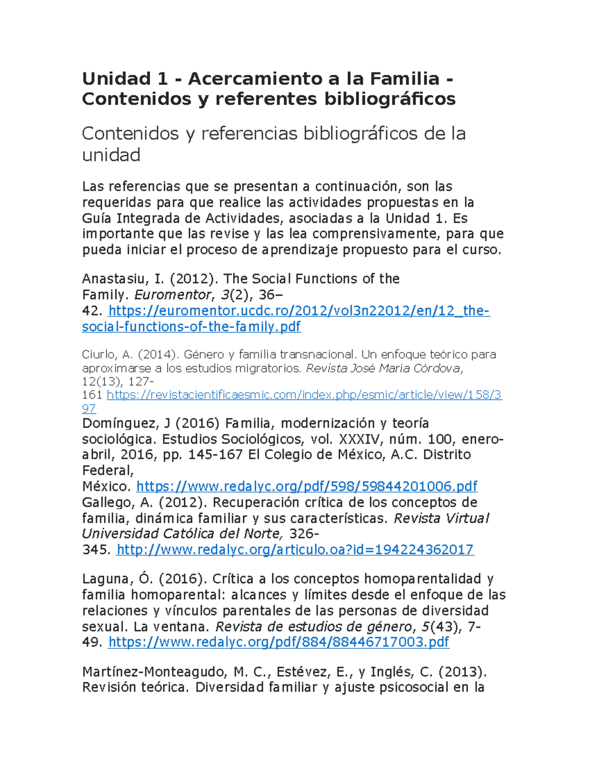 Unidades acccion psicosocial en la familia - Unidad 1 - Acercamiento a ...