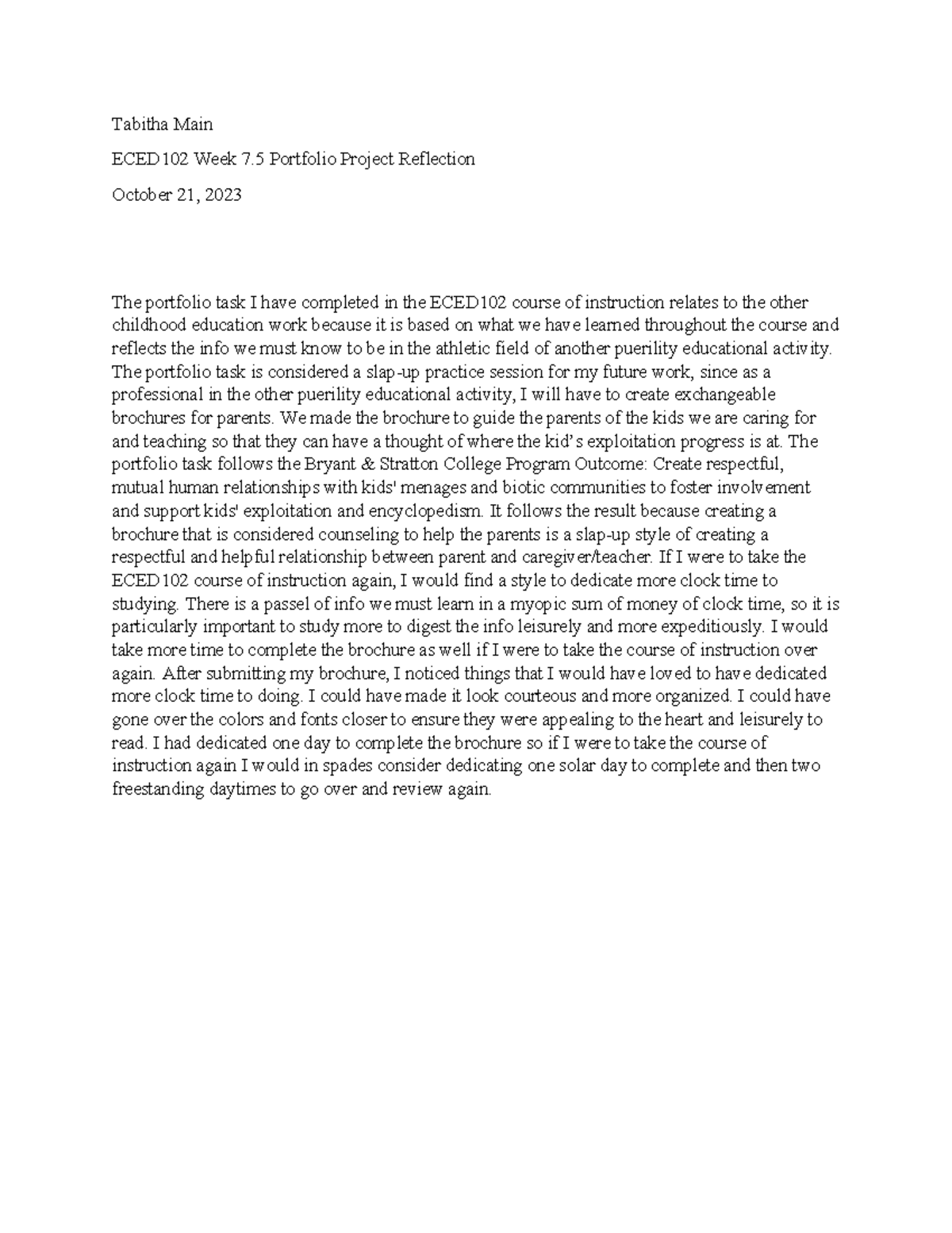 Tabitha Main ECED102 Portfolio Reflection - Tabitha Main ECED102 Week 7 ...