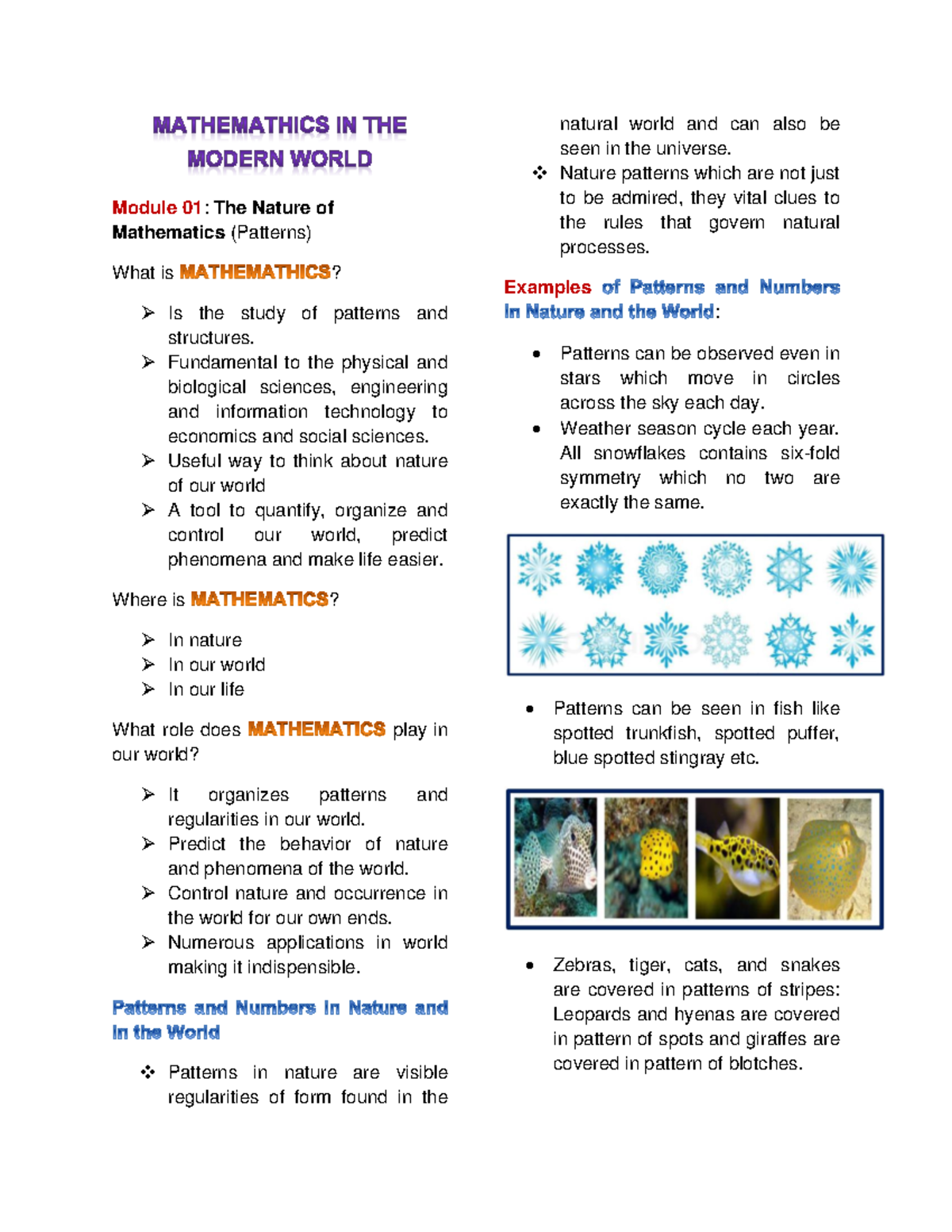 Mathemathics IN THE Modern World - Module 01 : The Nature of ...