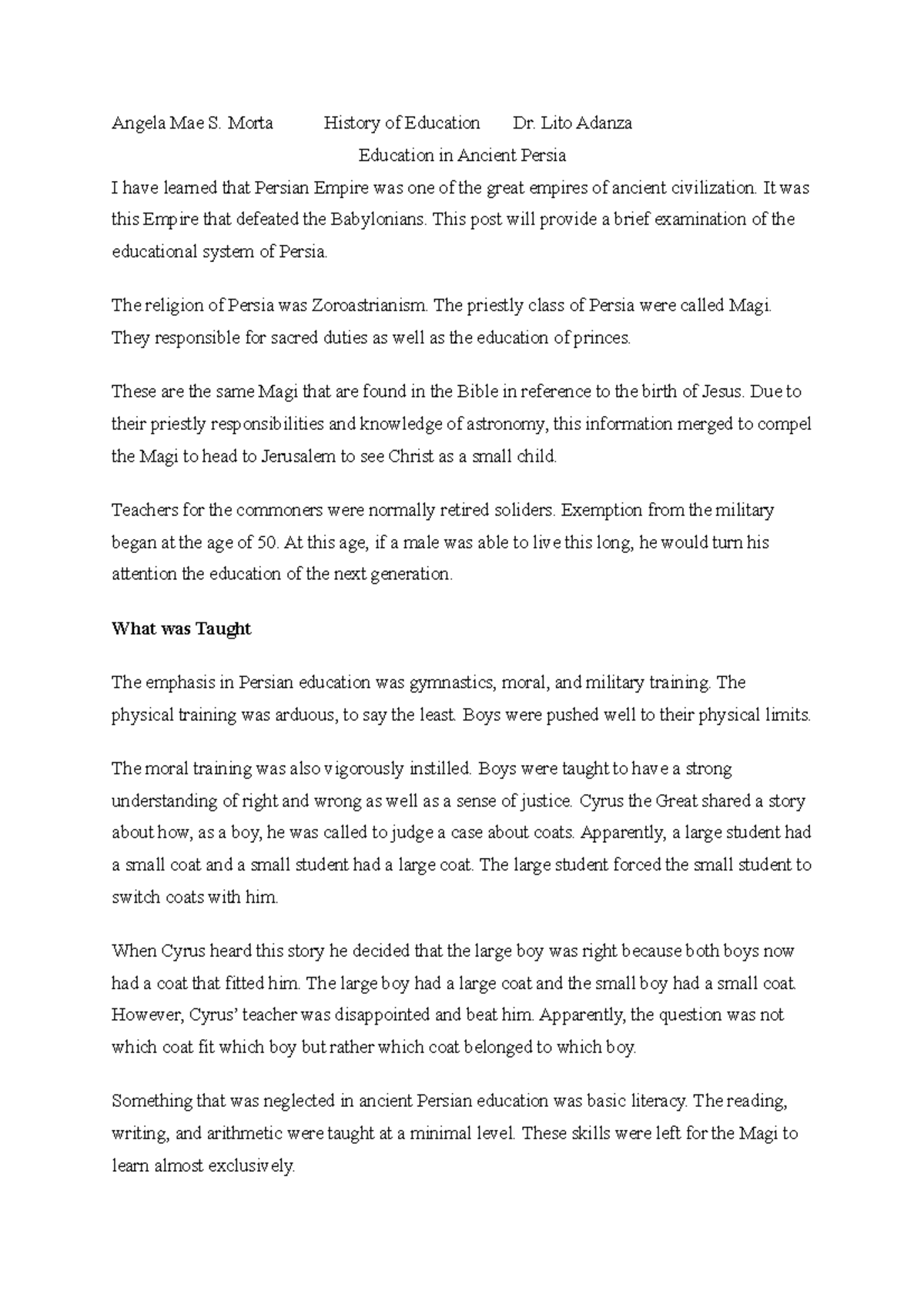 Ancient Persia Education ( Morta) - Angela Mae S. Morta History of ...