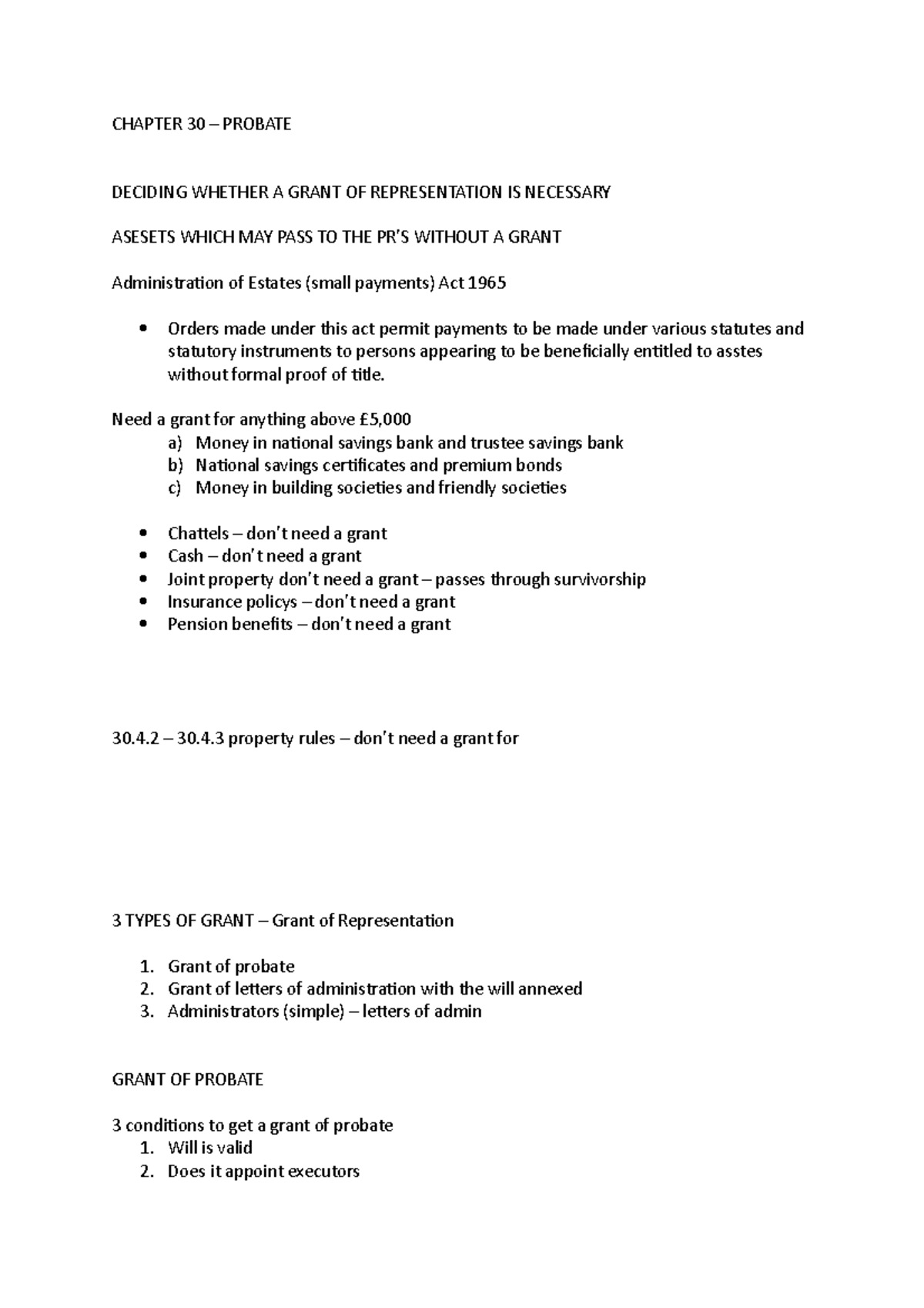 Grant of probate - wills - CHAPTER 30 – PROBATE DECIDING WHETHER A ...
