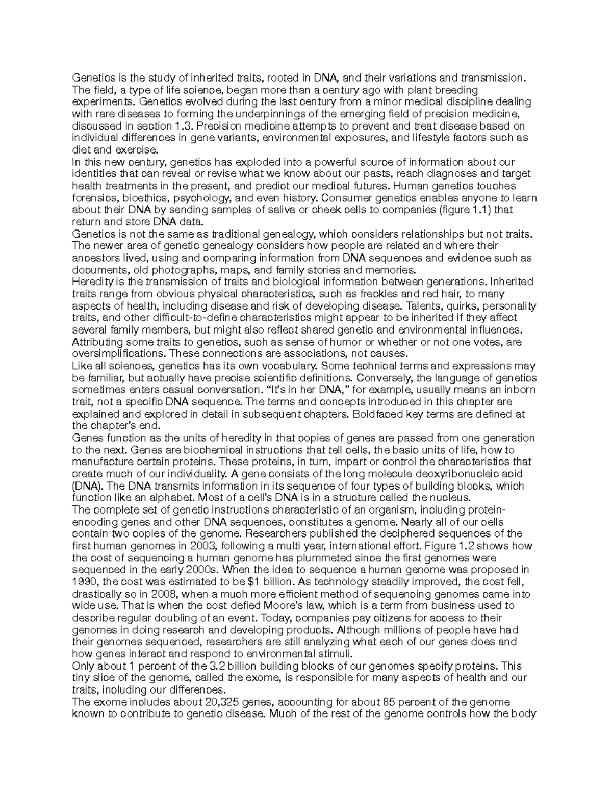 Chapter 1 Genetics - Genetics is the study of inherited traits, rooted ...