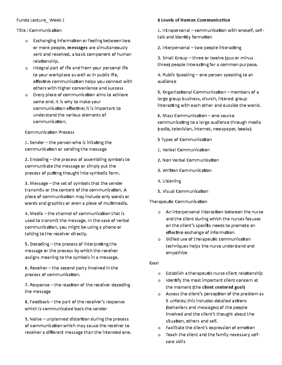 Funda Lec- Communication- Week 1 - Funda Lecture_ Week 1 Title ...