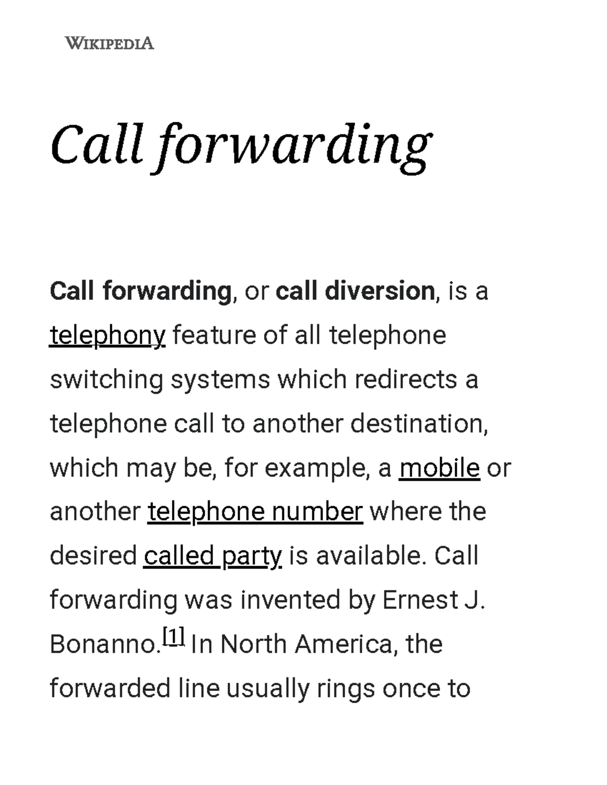 Call forwarding - Wikipedia - Call forwarding Call forwarding, or call ...