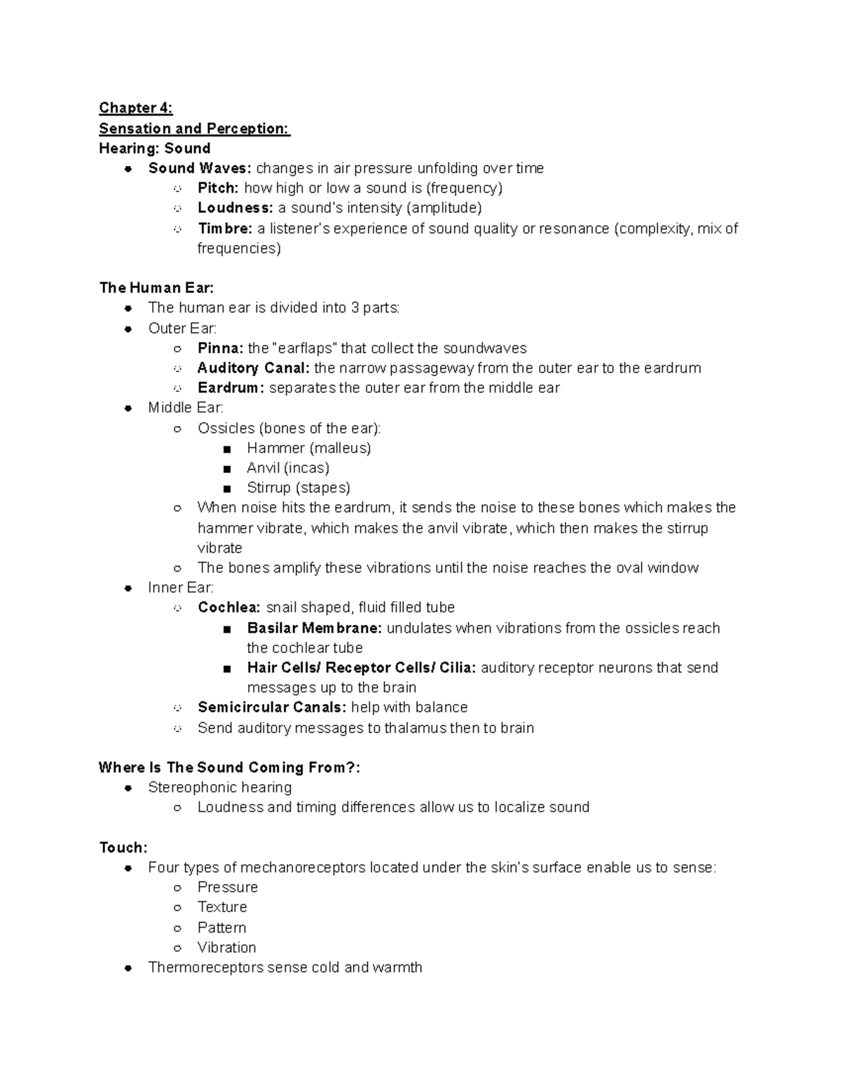 Introduction To Psychology Chapter 4: Part II - Chapter 4: Sensation ...