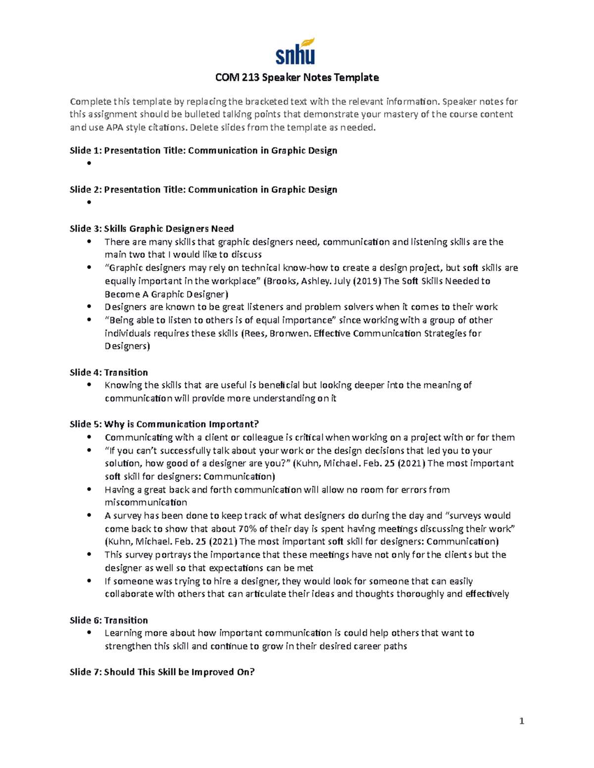 COM 213 Presentation Speaker Notes Template - COM 213 Speaker Notes ...