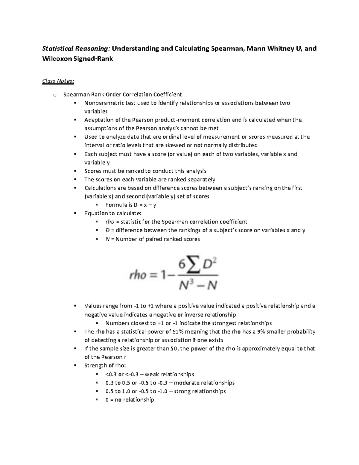 Stats Notes Lecture 23 - Understanding and Calculating Spearman, Mann ...