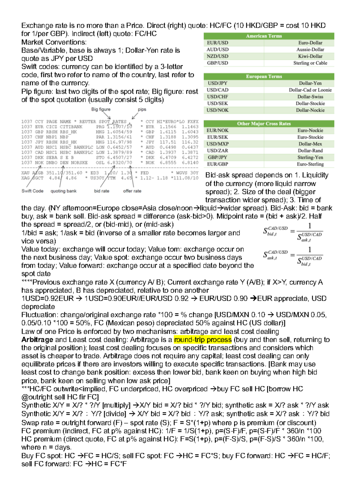 Midterm Cheat Sheet - Exchange rate is no more than a Price. Direct ...