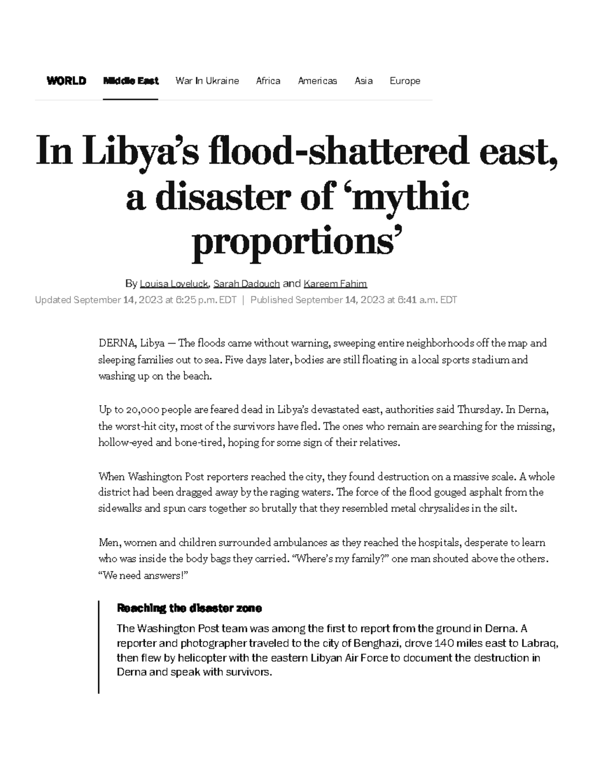 Libya flooding deaths feared up to 2000 0 as search continues in Derna ...