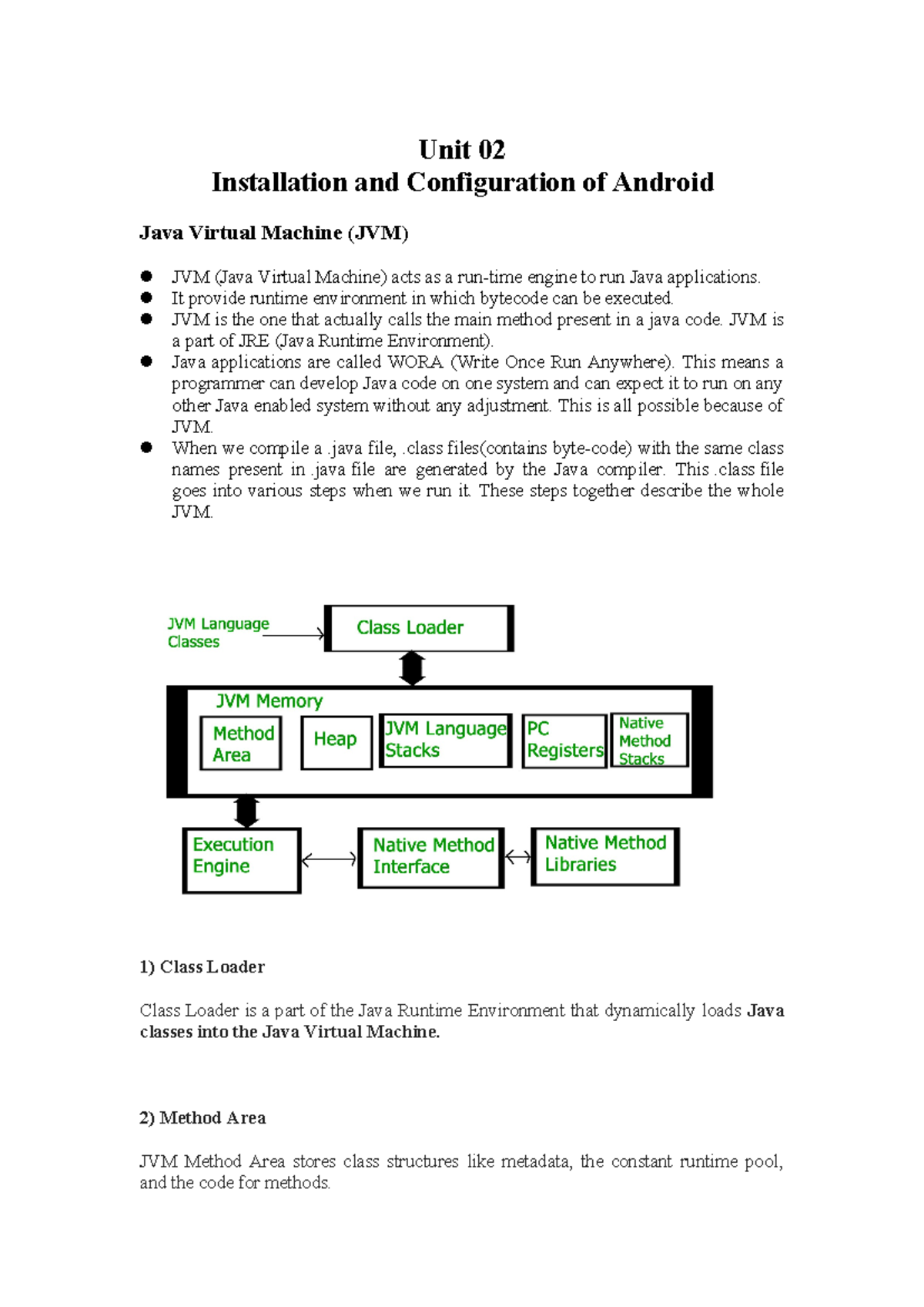 Chapter 2 - Unit 02 Installation and Configuration of Android Java Virtual Machine (JVM) JVM ...
