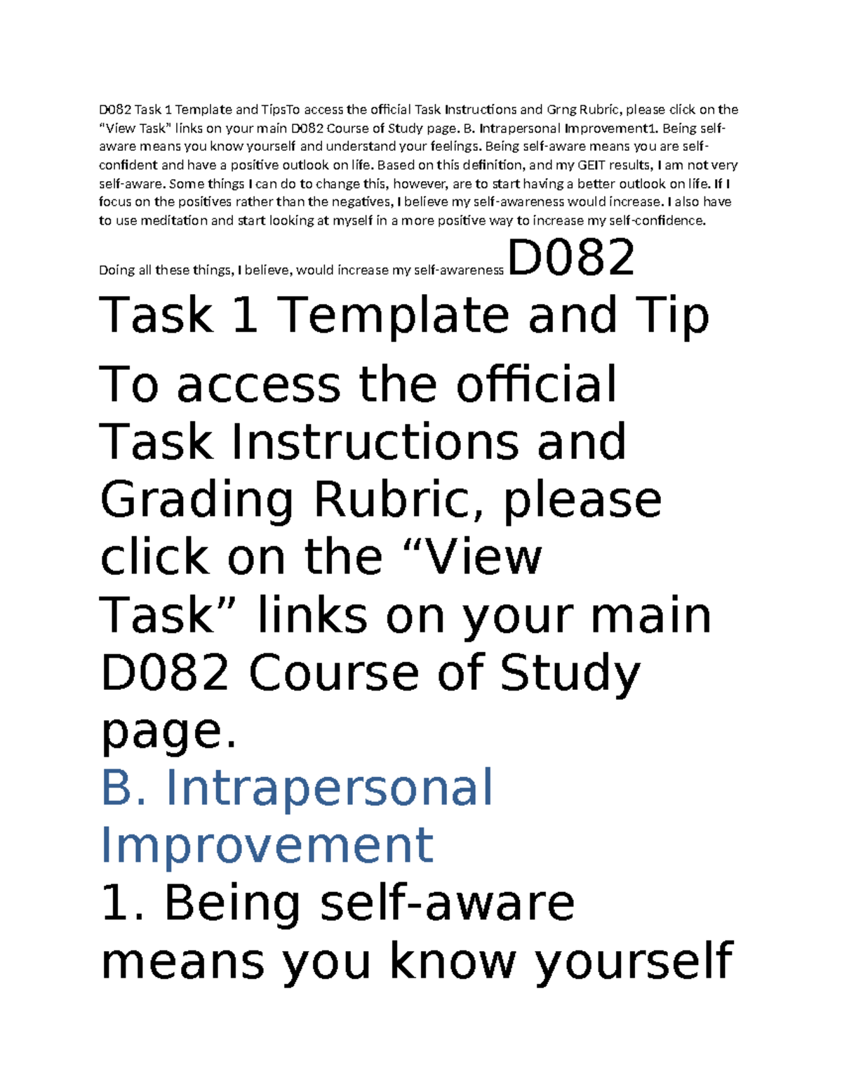 Just for premium!!!!! - D082 Task 1 Template and TipsTo access the ...