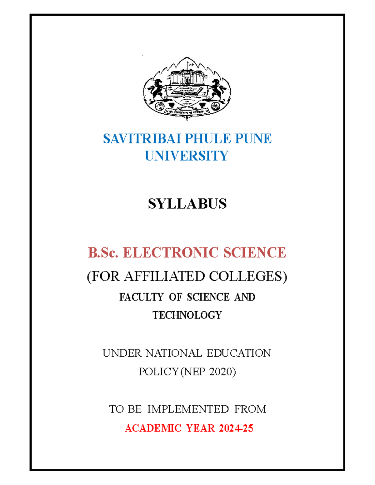 B.Sc. (Electronic Science) 08062024 - SAVITRIBAI PHULE PUNE UNIVERSITY ...