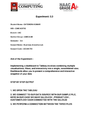 Worksheet 3 - Fughj - Experiment: 3. Student Name:- Angelus Sharma UID ...