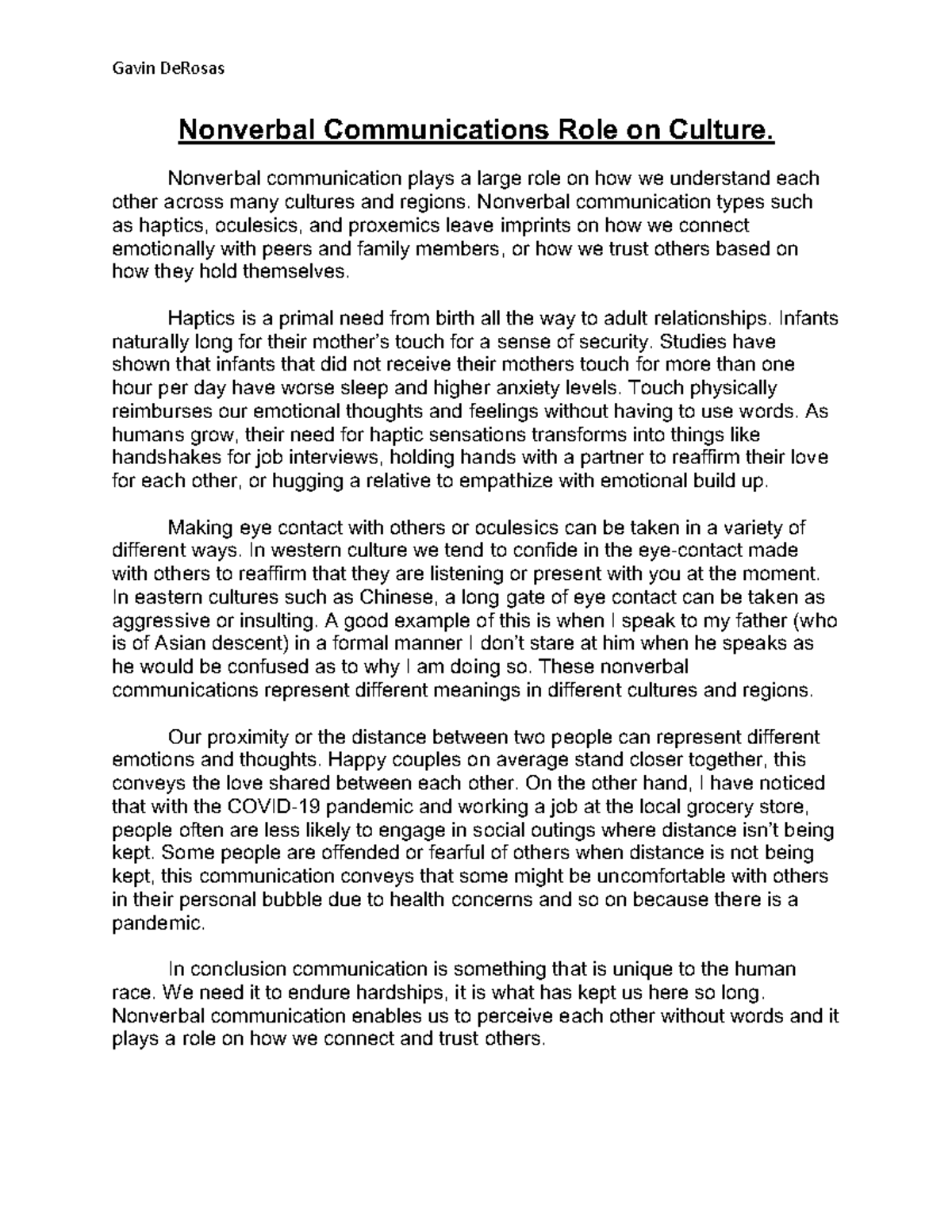 Nonverbal Communications Role on Culture - Nonverbal communication ...