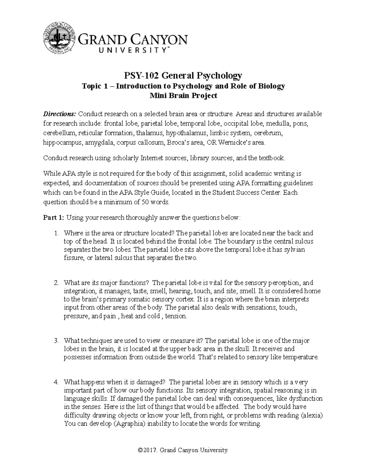 PSY-102-RS-Mini Brain Project (4) ravens home work 2 - PSY-102 General ...
