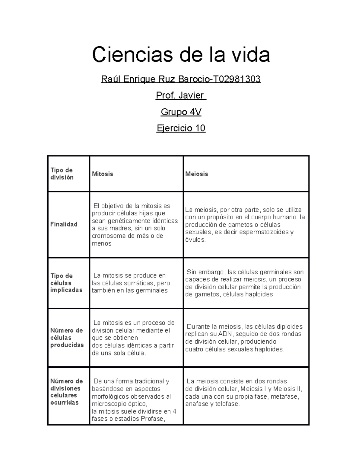Ciencias de la vida Ejercicio 10 - Ciencias de la vida Raúl Enrique Ruz ...