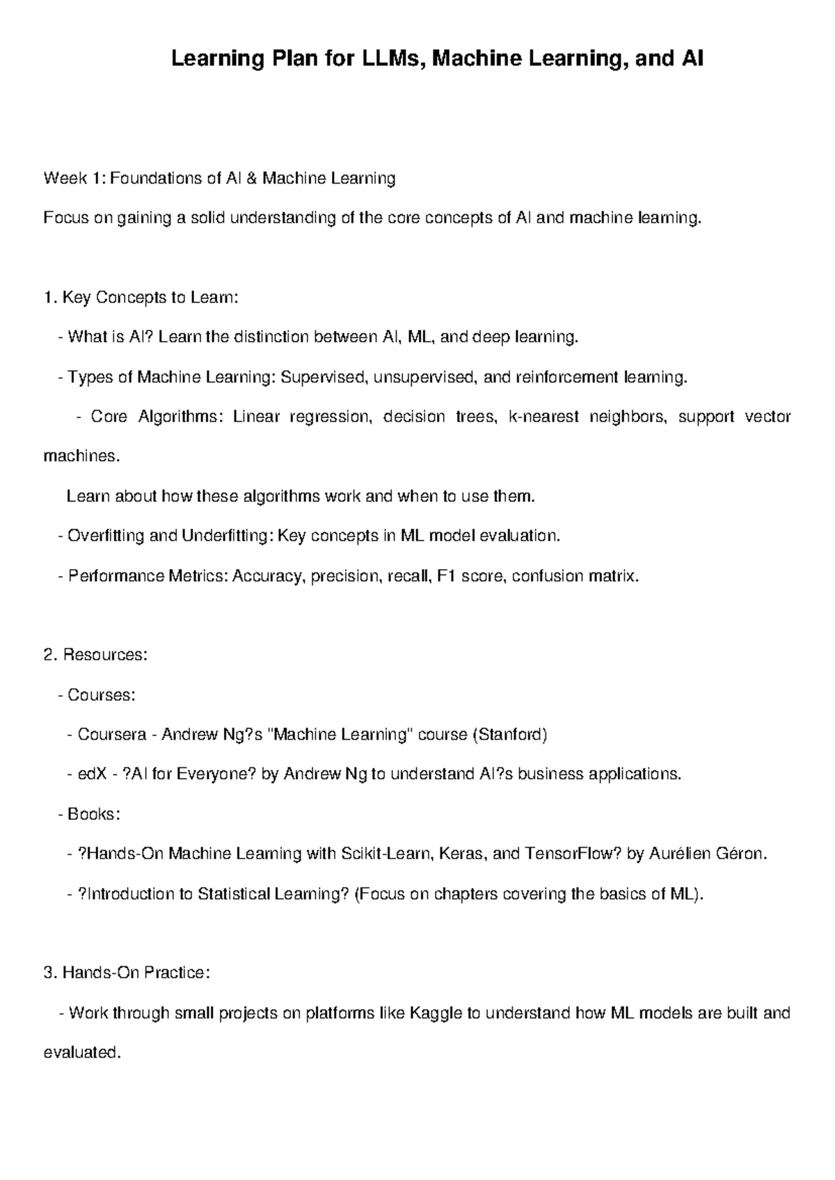 LLMs ML AI Learning Plan - Learning Plan for LLMs, Machine Learning ...