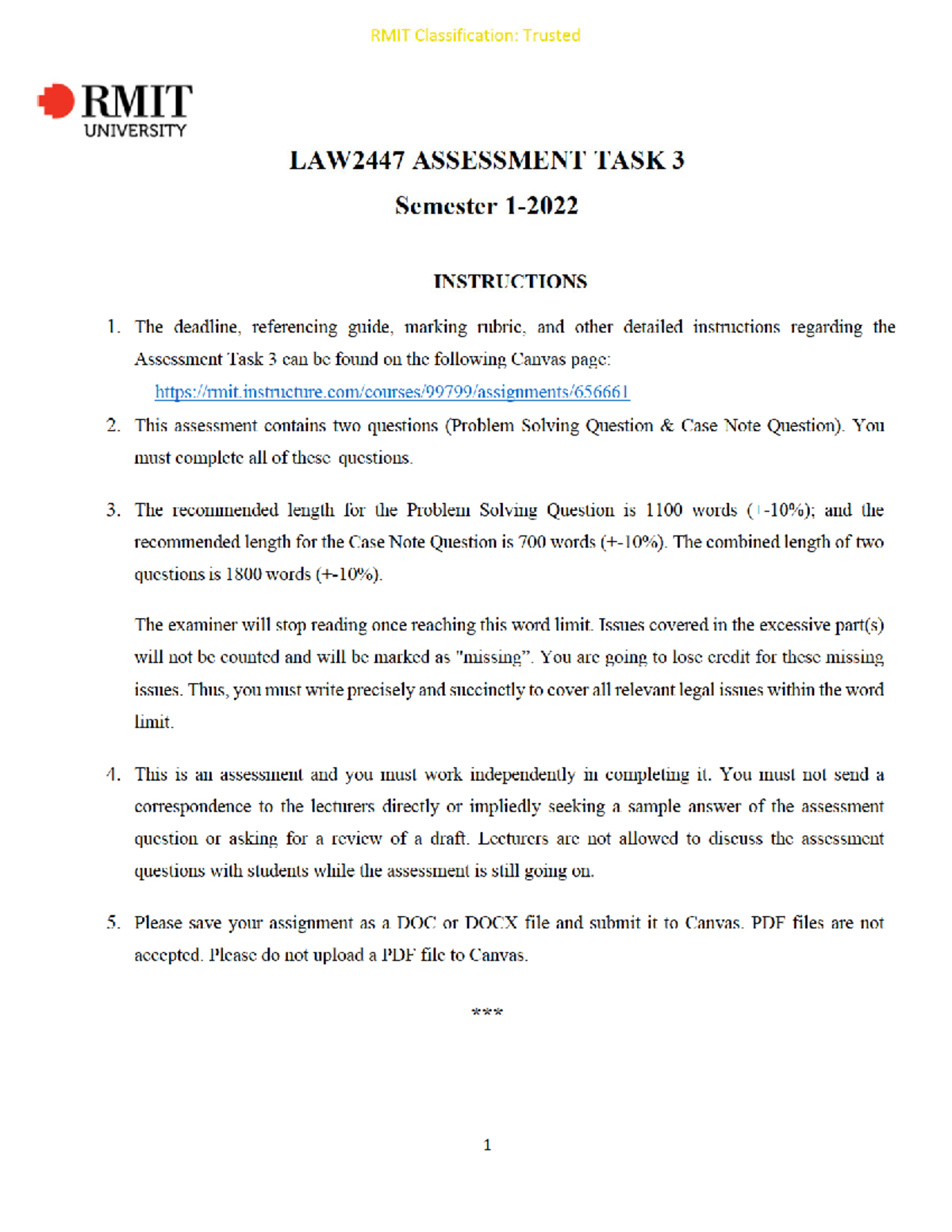 LAW2447 Assessment Task 3 Questions Sem 1-2022 [Official Version] - business law - Studocu