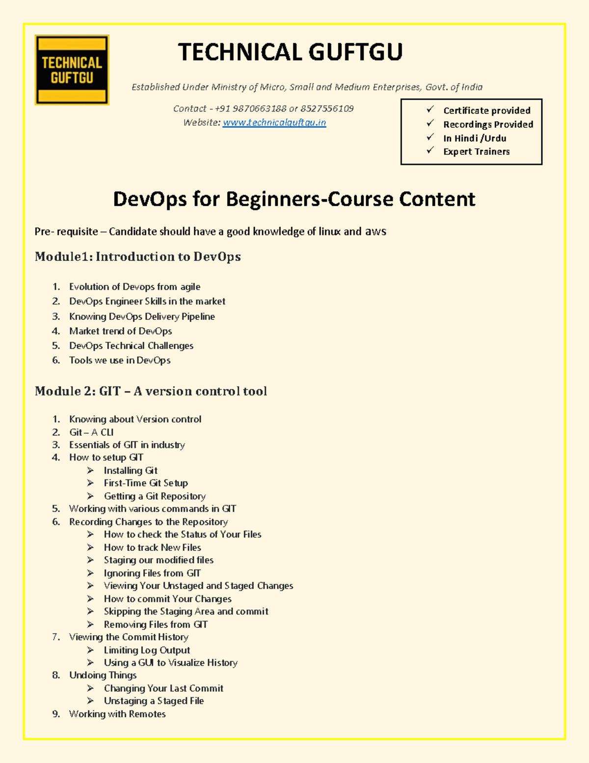 Dev Ops for Beginners Course Content - TECHNICAL GUFTGU Established ...