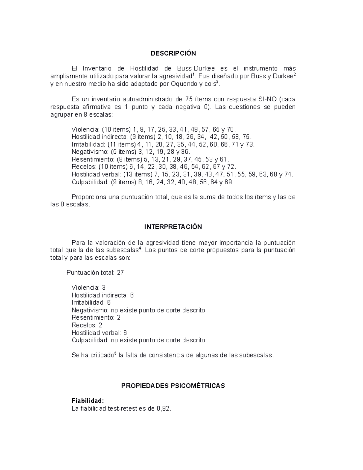 test de Hostilidad de Buss Durkee - DESCRIPCIÓN El Inventario de ...