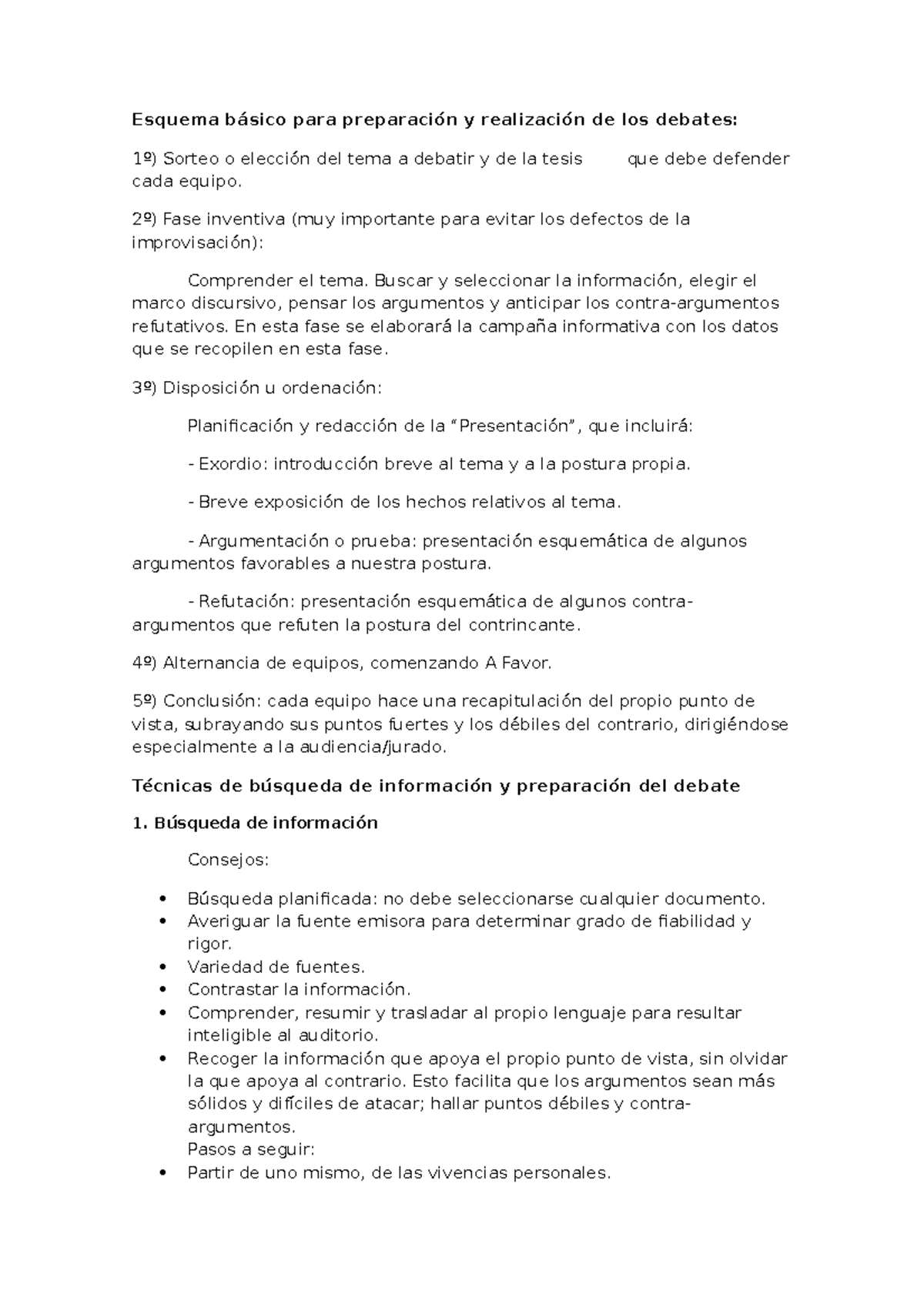 Enseñar Y Aprender A Debatir - Esquema básico para preparación y ...