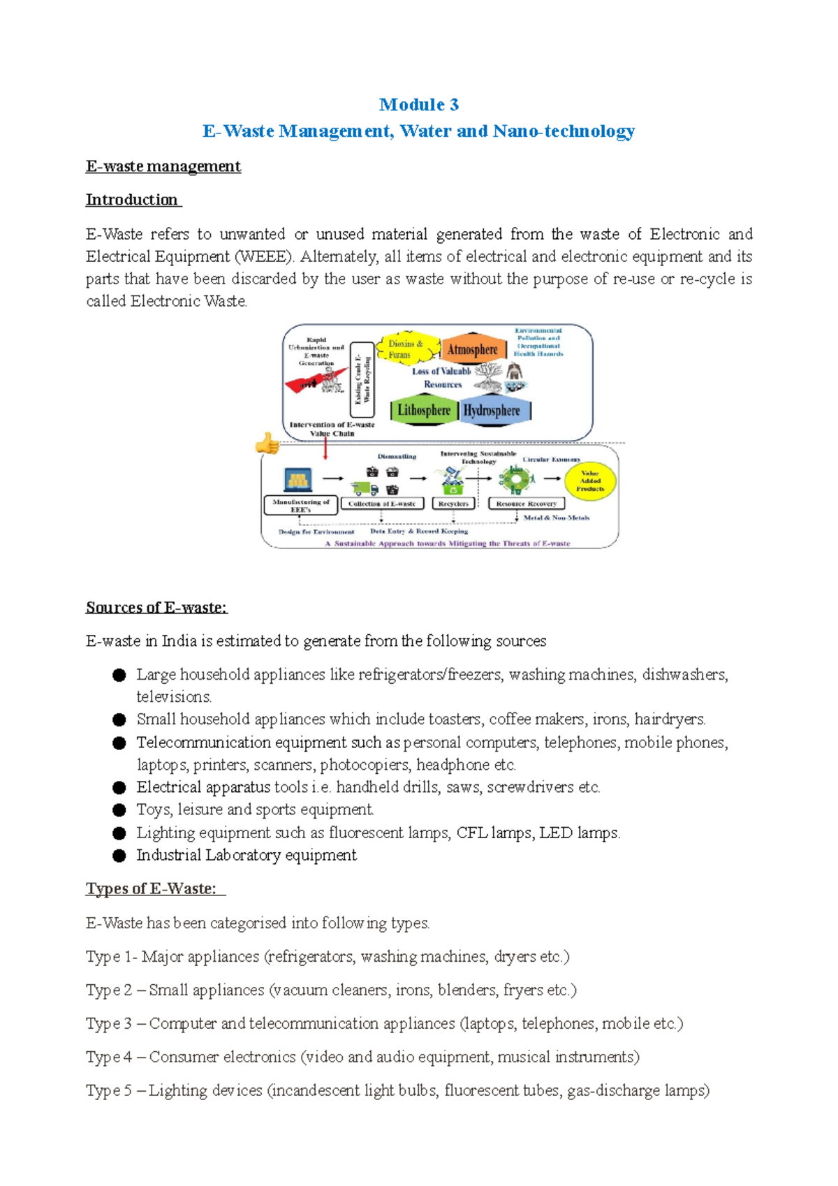 E-Waste Management, Water and Nano-technology - Module 3 E-Waste ...