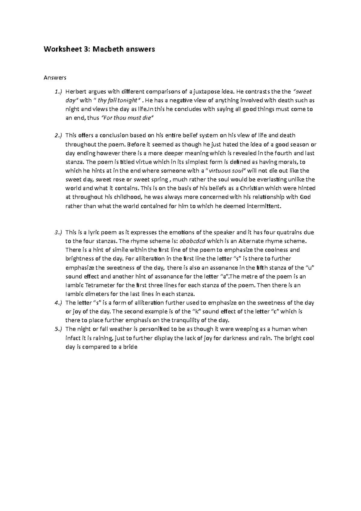 Week 3 Worksheet Practical - Worksheet 3: Macbeth answers Answers 1.) Herbert argues with ...