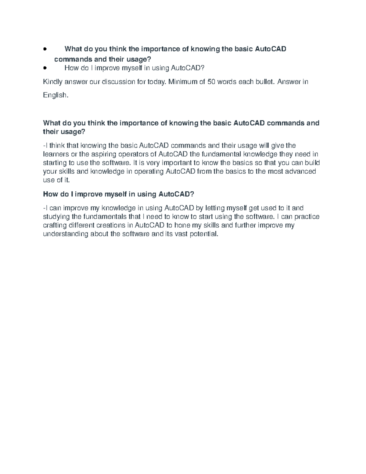 Basic Autocadd Commands - Computer-Aided Drafting - TIP - Studocu