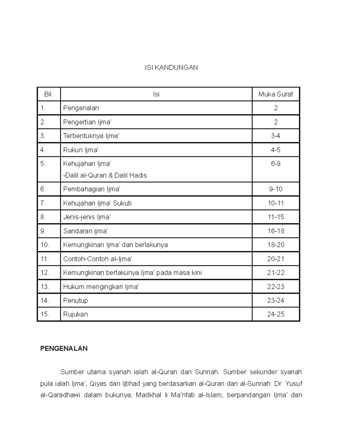 Al-Ijma - Al-ijma' - ISI KANDUNGAN Bil. Isi Muka Surat Pengenalan 2 ...