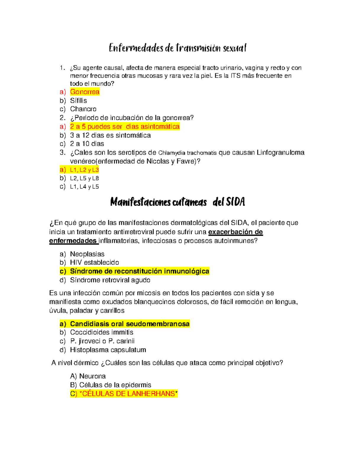 EXAMENES 6 2018, preguntas y respuestas - Warning: TT: undefined function: 32 Enfermedades de ...
